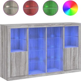 Příborníky s LED osvětlením 3 ks šedé sonoma kompozitní dřevo 3209140