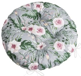 Bellatex Sedák Adéla prošívaný kulatý průměr 40 cm Růže Růžová,Šedá,Zelená
