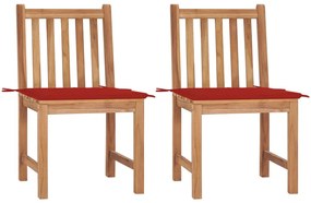 Zahradní židle 2 ks s poduškami masivní teakové dřevo,  3062922