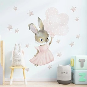 Gario Dětská nálepka na zeď Pastel bunnies - zajíček s balony