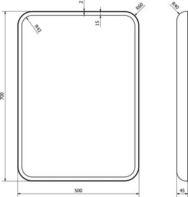 Sapho Sapho, FLOAT LED podsvícené zaoblené zrcadlo v rámu 500x700mm, bílá, 22571