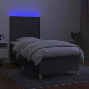 Box spring postel s matrací a LED tmavě šedá 90x200 cm textil 3135246
