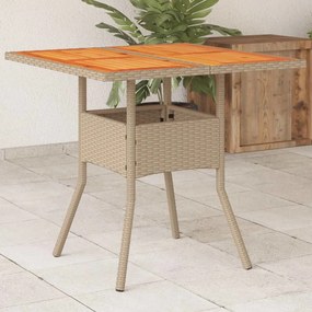 vidaXL Zahradní stůl s akáciovou deskou 80x80x75 cm polyratan [365520] Barva: Béžová