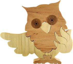 AMADEA Dřevěné puzzle sova, masivní dřevo dvou druhů dřevin, 22 cm