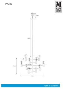 Markslöjd 107187 - Lustr na tyči PARIS 10xE27/60W/230V
