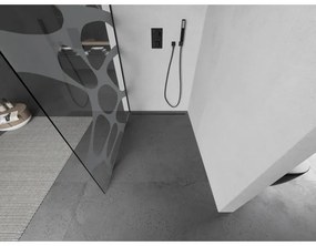 Mexen Kioto L, sprchová zástěna Walk-In 110 x 200 cm, 8mm čiré sklo bílý vzor, ​​černý profil, 800-110-103-70-97