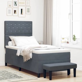 Postel s boxspringem s čelo Tmavě šedá 200 x 100 cm samet 3344427