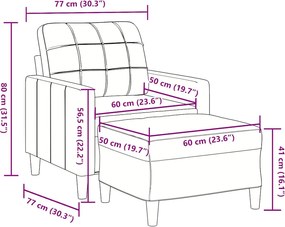 Křeslo s podnožkou krémové 60 cm samet 3278265