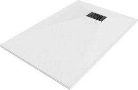 Mexen Hugo, obdélníková sprchová vanička SMC 100 x 80 cm, bílá, černá krytka, 42108010-B