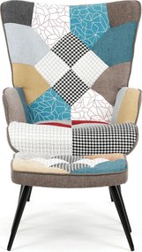 Relaxační křeslo s podnožkou AIRO - patchwork látka