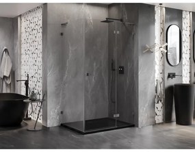 Mexen Lunar, L pravostranný výklopný sprchový kout 95 x 70 cm, 8mm čiré sklo, profil grafit broušený, 834L-095-070-66-00-P