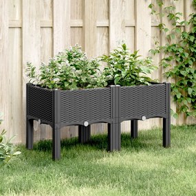 Zahradní truhlík s nohami černý 80 x 40 x 42 cm PP