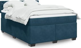 Box spring postel s matrací modrá 140 x 200 cm samet 3288646