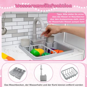Costway Dřevěná kuchyňská hrací sada se světlem a zvukem, velká modulární