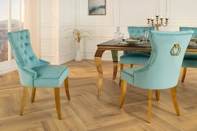 Designová židle Queen světle modrý samet