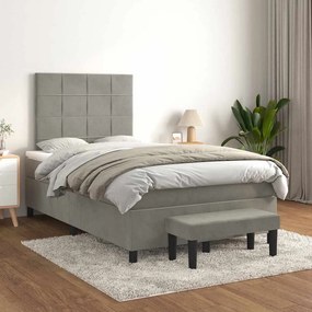 Box spring postel s matrací světle šedá 120x190 cm samet 3270469