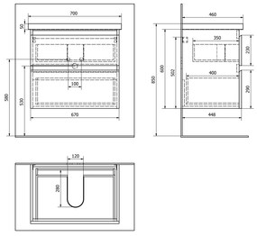 Sapho, ALTAIR umyvadlová skříňka 67x60x45cm, bílá