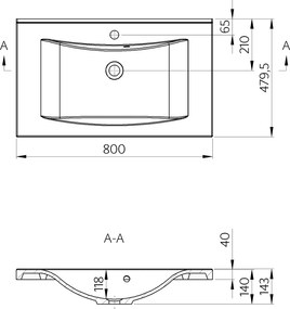 Sapho Luciola 50081 umyvadlo 80 x 48 cm