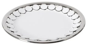 Dekorativní talíř EMELIA 04 bílý / stříbrný