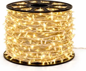 Easy Fix LED světelný řetěz, 100 m, venkovní, teple bílá s FLASH, 2000 diod, bílý kabel, IP67, cívka