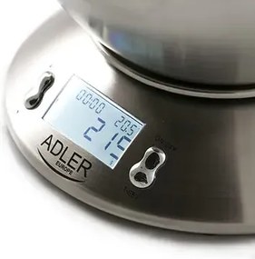 Adler AD 3134 šedá / Kuchyňská váha s miskou / 5 kg / nerezová miska /