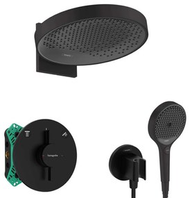 Hansgrohe - Sprchový set s baterií pod omítku, s tělesem, průměr 36 cm, 3 proudy, matná černá SANI21HHH408