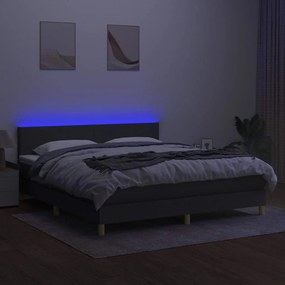 Box spring postel s matrací a LED tmavě šedá 180x200 cm textil 3133574
