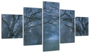 Obraz lesa v mlze (125x70 cm)