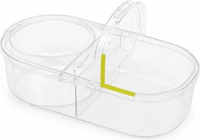 dóza na potraviny, 2 přihrádky, s víkem, plast, 6x17,5x9 cm, průhledná, Dekorino DP20260017