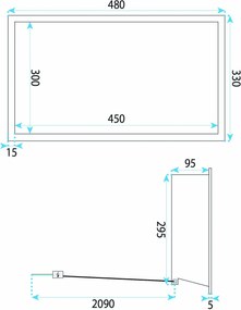 Rea Rea, VSTAVANÁ KOUPELNOVÁ POLICE LED 30x45 Titan, REA-08566
