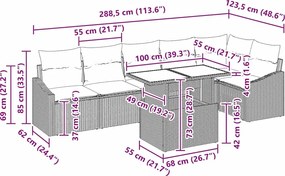 vidaXL Sada zahradních pohovek s polštářem s úložištěm 7 pcs Šedá [3357752]
