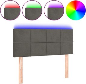 Čelo postele s LED tmavě šedé 100x5x78/88 cm samet 3121655