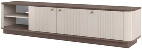 TV stolek Vesper 3D 187 cm - kašmír / ořech / zlaté úchyty
