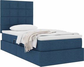 Postel s úložným prostorem a matrací Modrá 90 x 200 cm textil 3371759