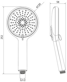 Sapho Sapho, Ruční masážní sprcha, 4 režimy, průměr 120mm, ABS/černá mat, 1204-51B