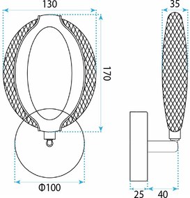 Toolight Rea, NÁSTĚNNÉ LED SVÍTIDLO G174-W GOLD, OSW-07818