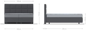 Boxspring postel Dream-Fine 140x200 cm mikrovlákno šedá s matrací