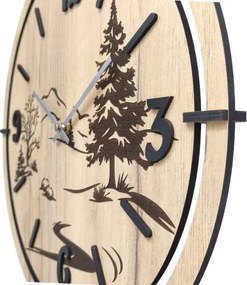 Dřevěné nástěnné hodiny s motivem lesa - moderní design | SENTOP HDF0700-ruky-silver