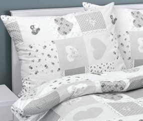 Bellatex Bavlněné povlečení Šedá,Bílá 1x 240x220, 2ks 70x90