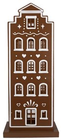 Hnědá kovová svítící perníková chaloupka Gingerbread House - 31*16*75 cm / 3*AA