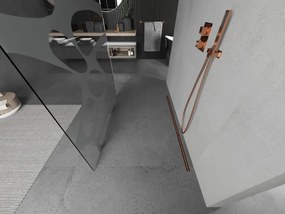 Mexen Kioto, průchozí sprchová zástěna 100 x 200 cm, 8mm sklo čiré/bílý vzor, 2x růžové zlato stabilizační rozpěra, 800-100-002-60-97