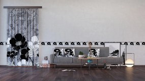 Samolepící bordura na zeď Černobílé Květy | 5 m x 13.8 cm | DWB8239