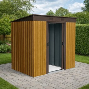 Zahradní domek BestBerg ZD-67RWB / 4,3 m² / 197 × 217 × 202 cm / dekor dřeva/hnědá