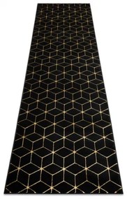 Dywany Luszczow Kusový koberec, Běhoun GLOSS moderni 409C 86 Krychle černý / zlato Rozměr koberce: 60 x 300 cm