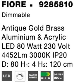 LED lustr Fiore 80 zlaté