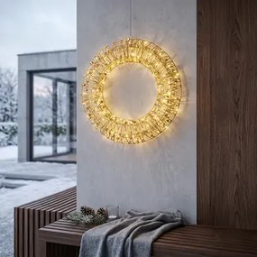 Solight LED vánoční věnec 3D zlatá / Vánoční věnec / 150 LED / 50 cm /