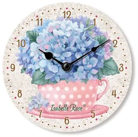 Dřevěné nástěnné hodiny malé s květy 12 cm (ISABELLE ROSE)