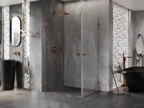 Mexen Lunar-B Duo, výklopný sprchový kout 100 x 70 cm, 8mm čiré sklo, profil růžové zlato, 832-100L-070P-60-00