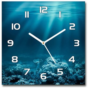 Wallmuralia Skleněné hodiny čtverec Podvodní svět 30x30 cm