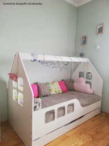 Dětská domečková postel KIDHOUSE se šuplíkem - sonoma - pravá - 160x80 cm